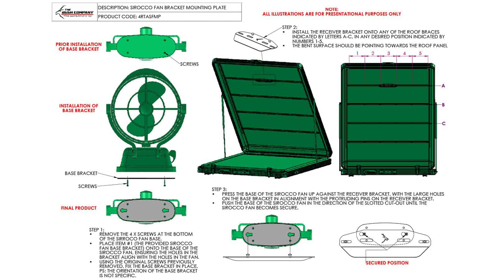 Sirocco 12V Fan Mount Plate (LX27) – The Bush Company USA
